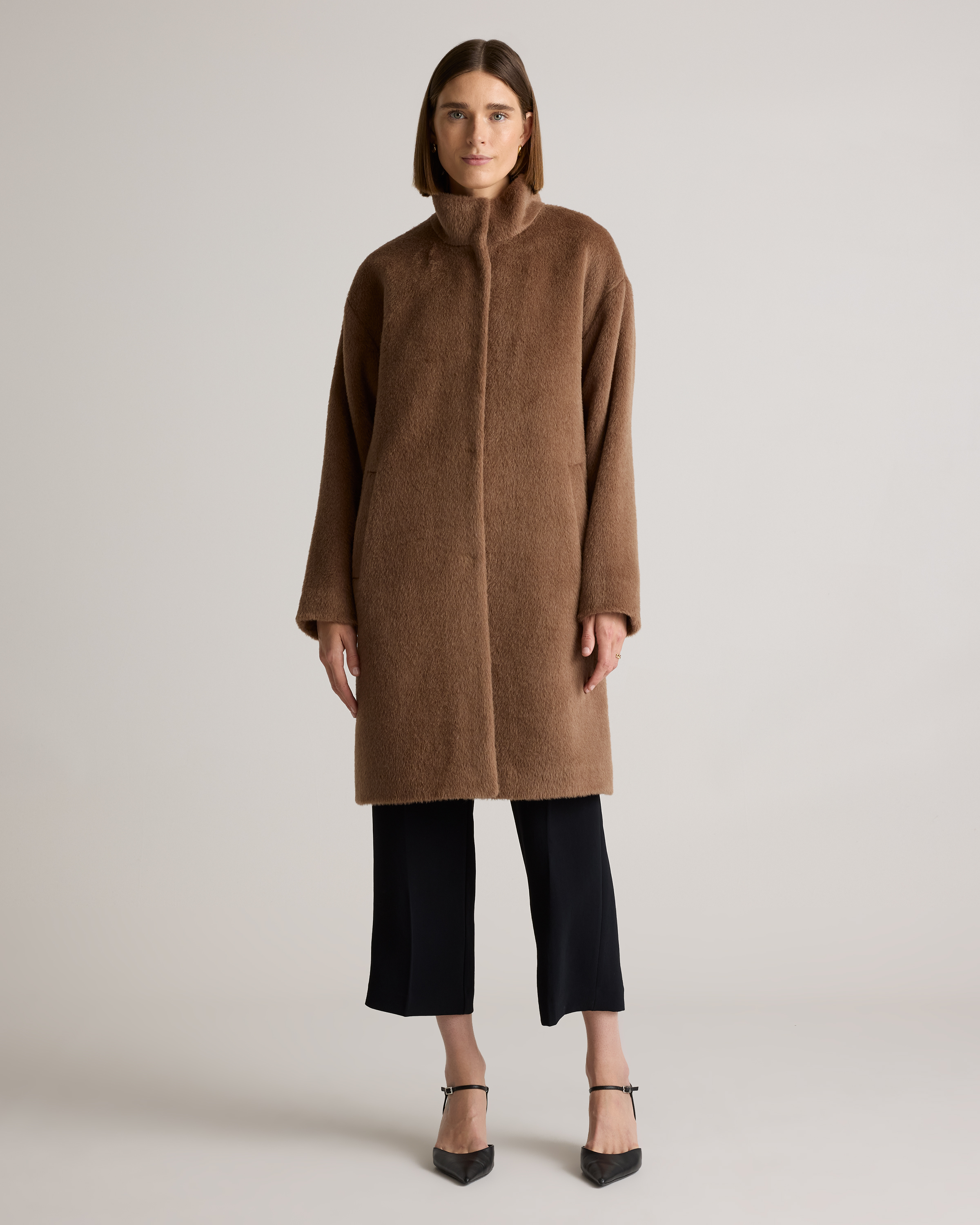 QUINCE Alpaca-Wool Stand Collar Coat